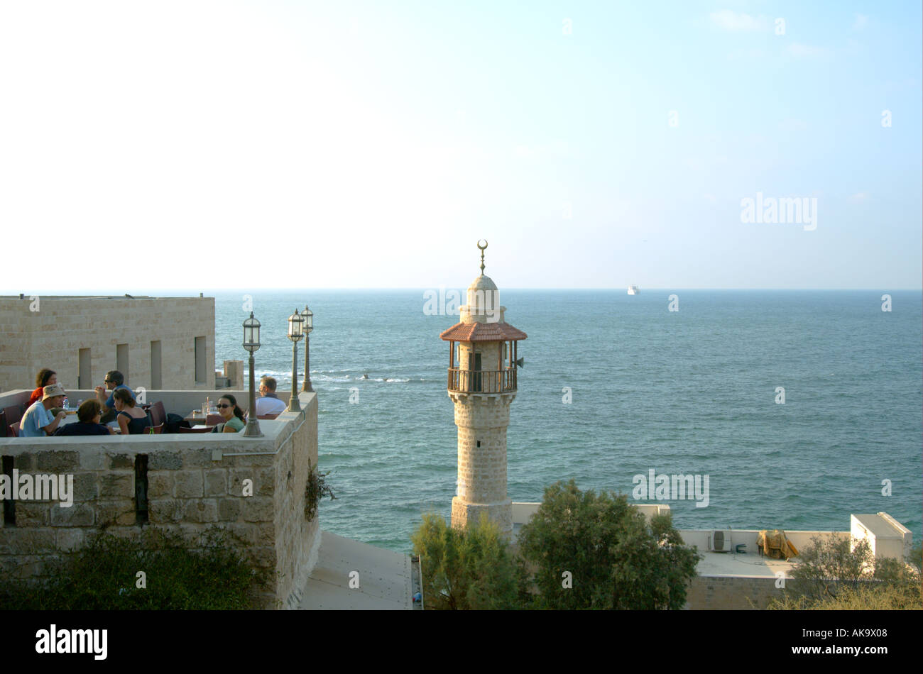 A turret of a mosque in old Jaffa over looking the entrance to the old ...