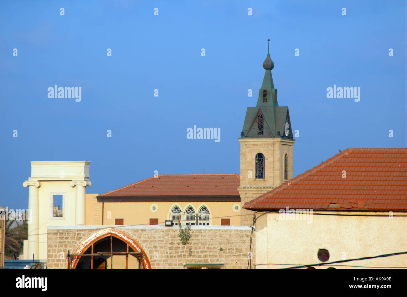 Israel Jaffa general view with the Turkish built Ottoman clock tower in ...
