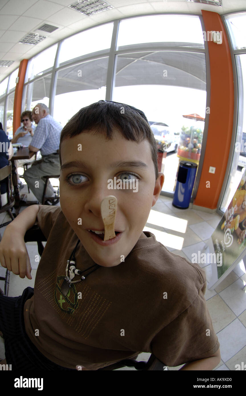 boy face head portrait colour color inside vertical Stock Photo - Alamy