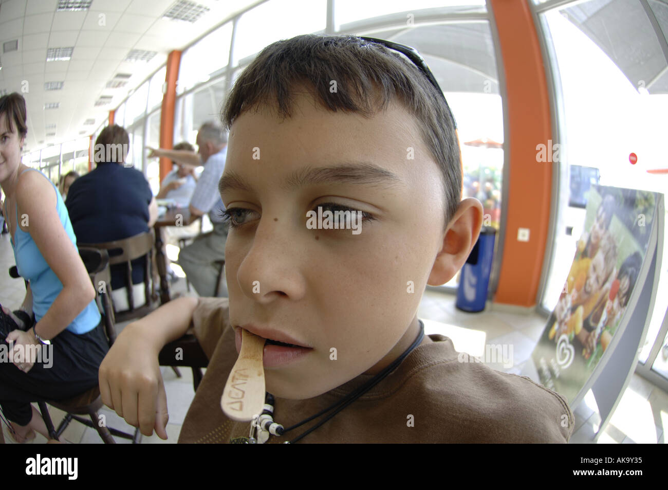 boy face head portrait colour color inside horizontal cool Stock Photo ...