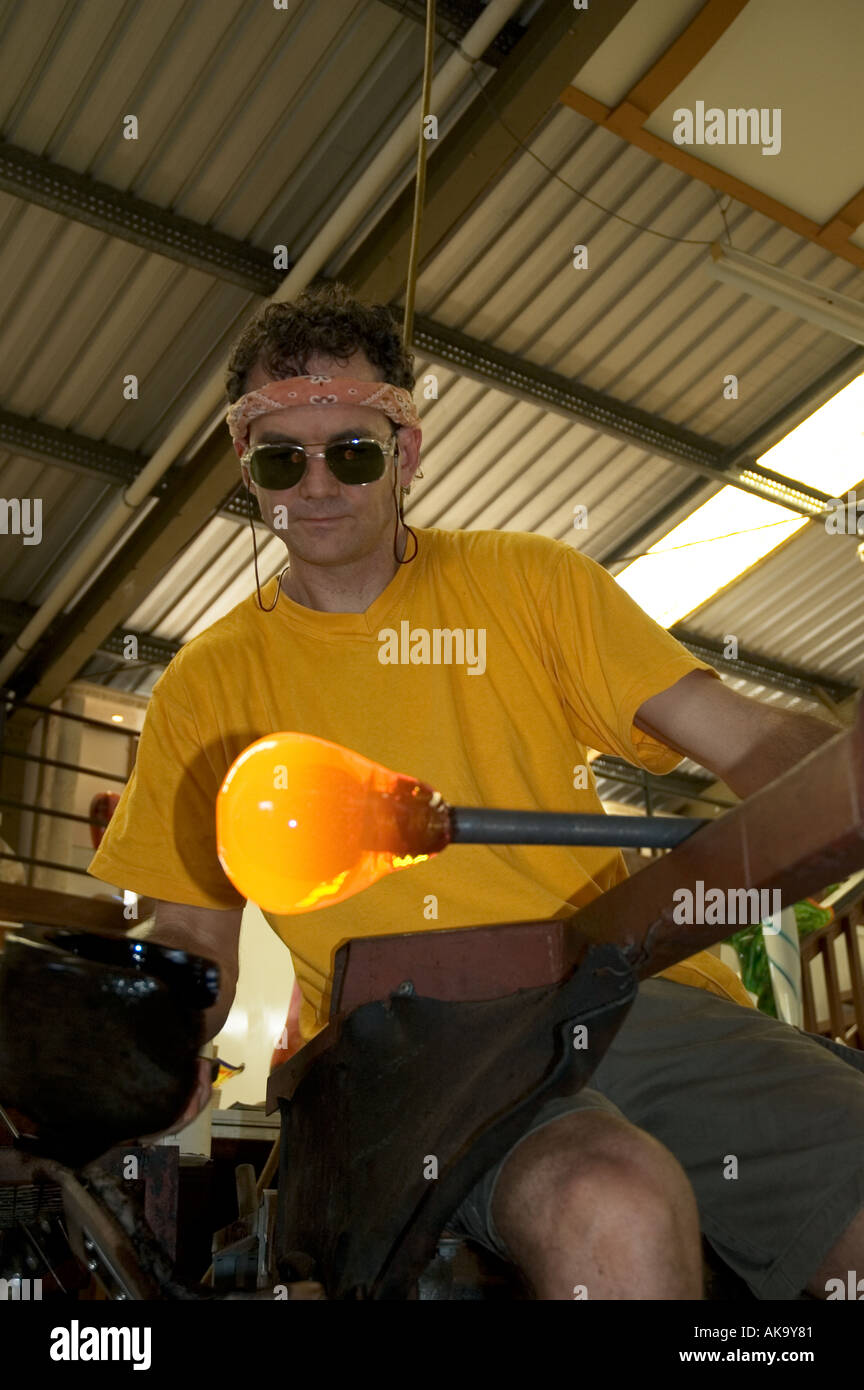 Artist Chris Pantano glass vase being made Sunshine coast Queensland ...