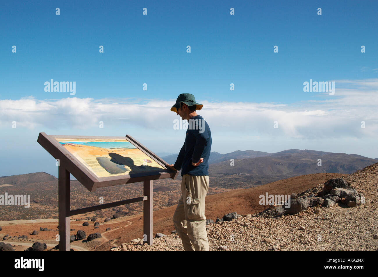 Male Hiker Reading National Park Information Board On The Footpath That male-hiker-reading-national-park-information-board-on-the-footpath-that
