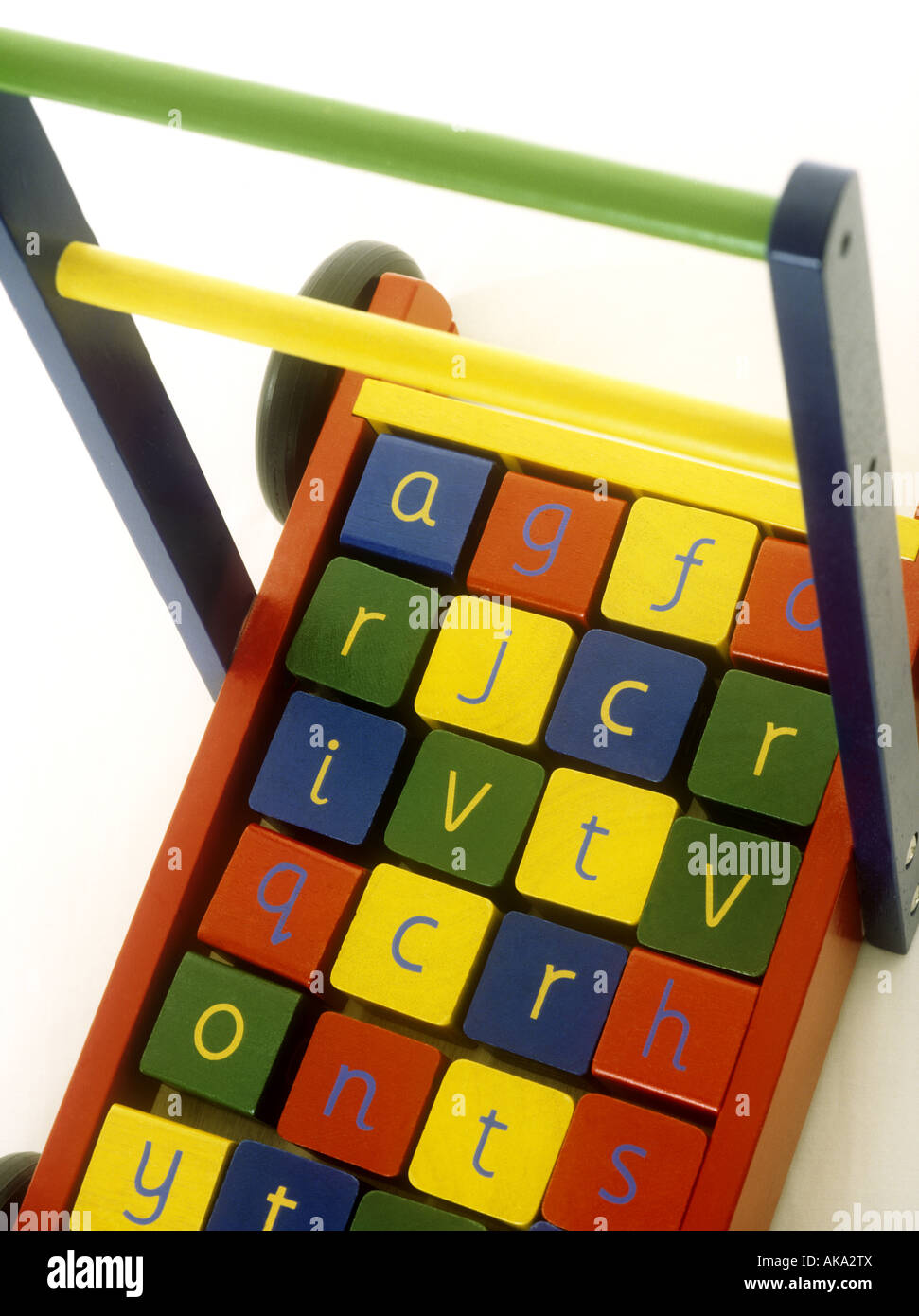 Close-up of child's alphabet bricks in toy cart Stock Photo - Alamy