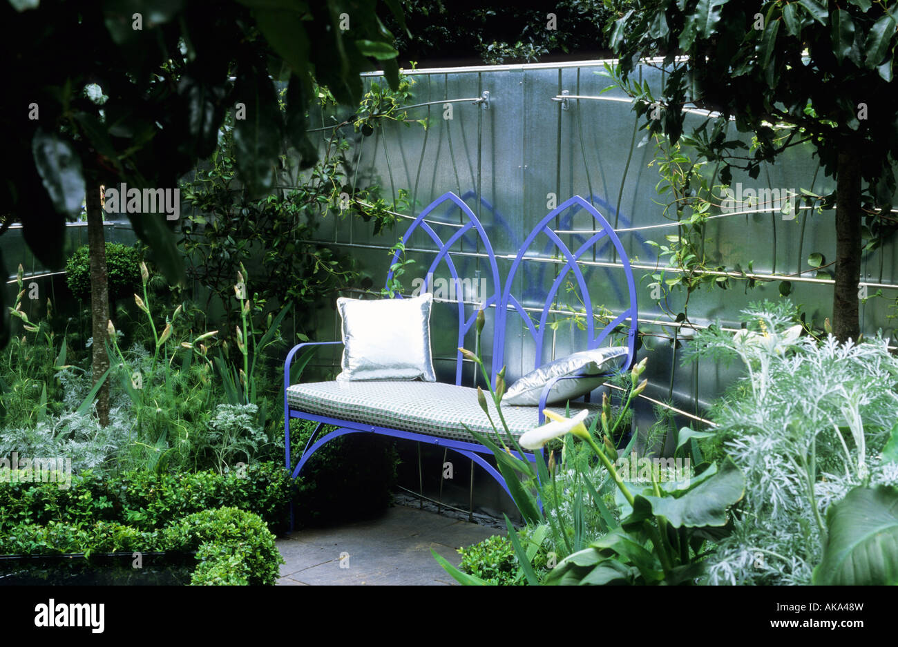 Chelsea FS 2002 design Alex Trotman modern steel bench seat Stock Photo ...