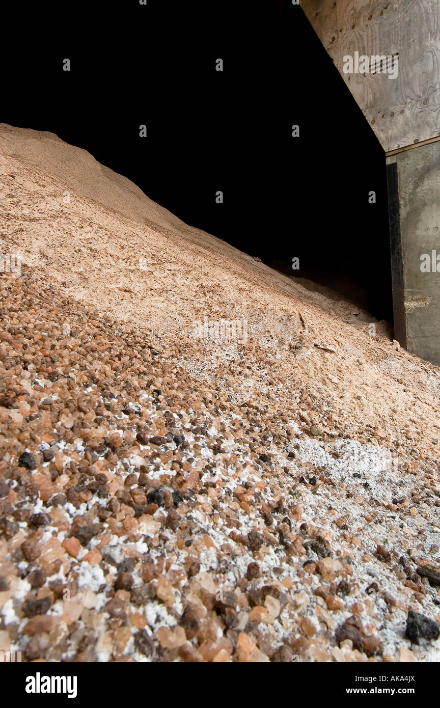 Sea salt for gritting roads in icy weather, UK Stock Photo - Alamy