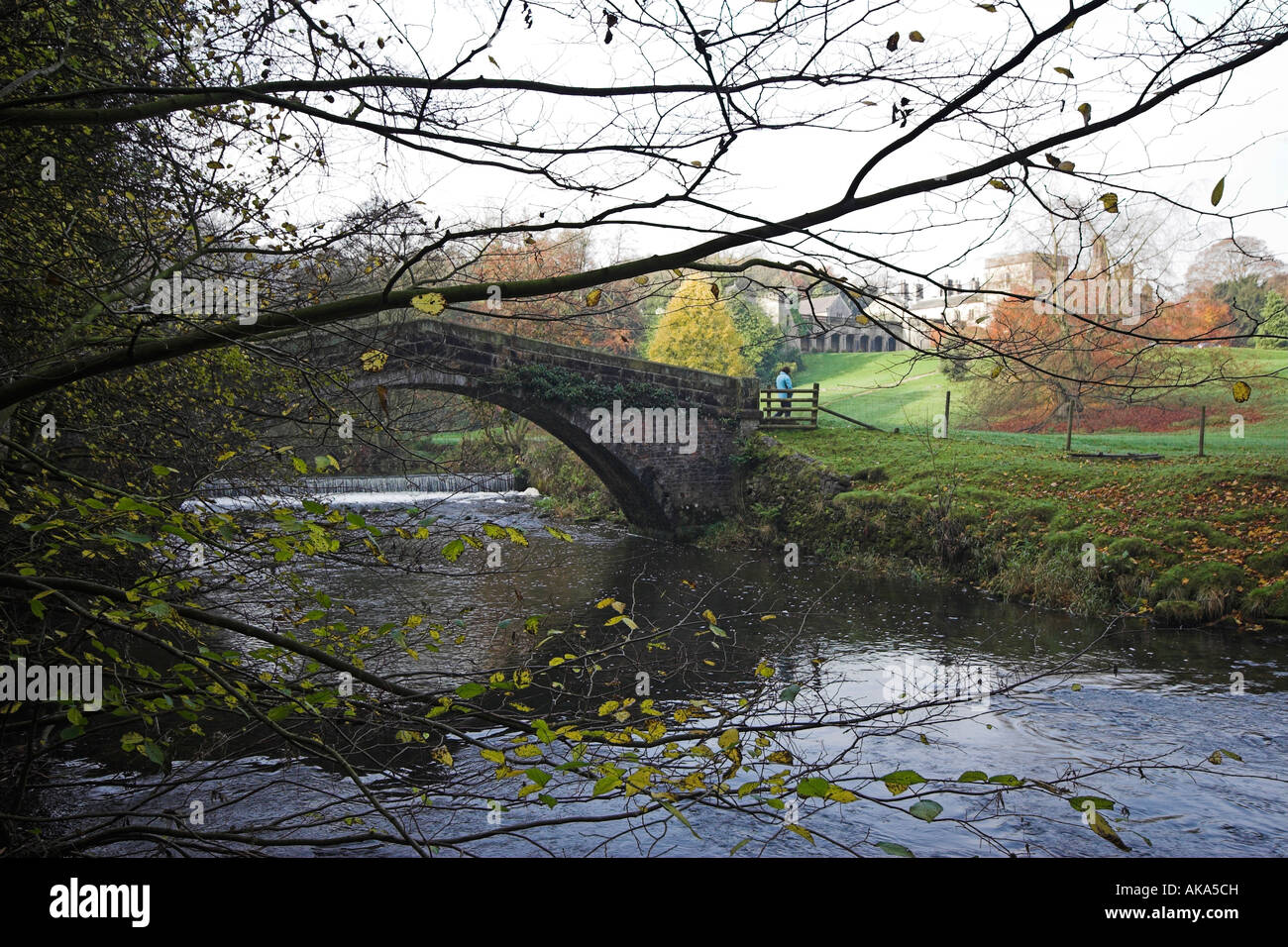 Person who has crossed the bridge over the river Manifold Stock Photo ...