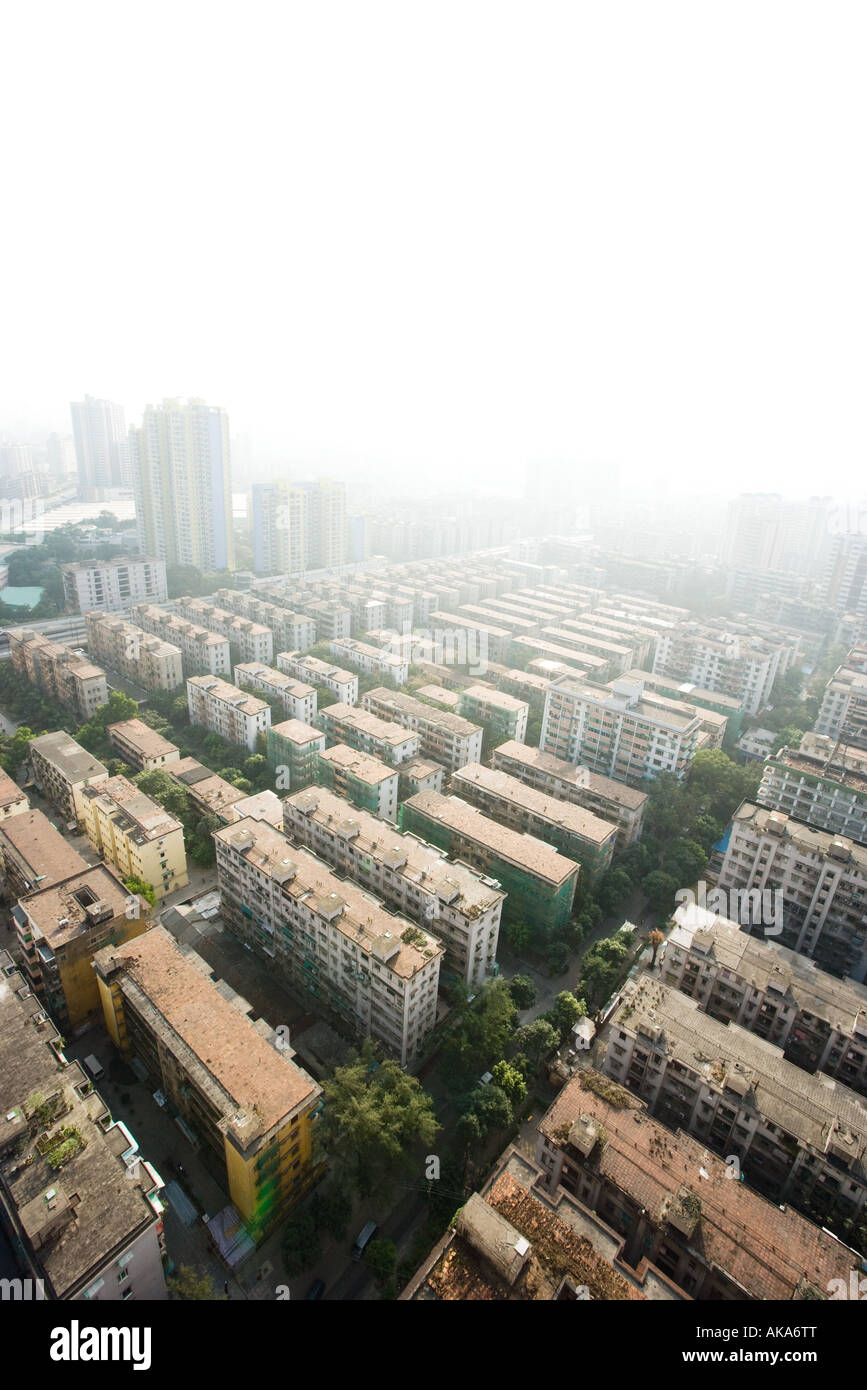 China, Guangdong Province, Guangzhou, housing projects, aerial view ...