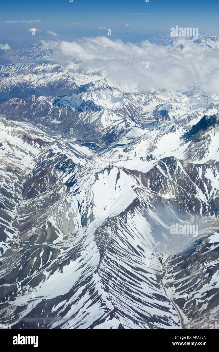 The Andes, snow-covered mountain range, aerial view Stock Photo - Alamy