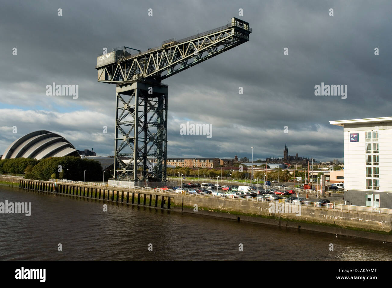 Glasgow Scotland Europe Finnieston crane and Clyde Auditorium river ...