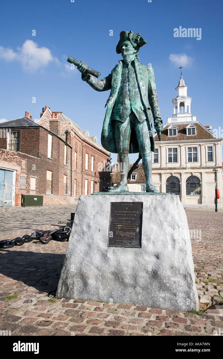 The statue of Captain George Vancouver outside the Old Customs house at ...