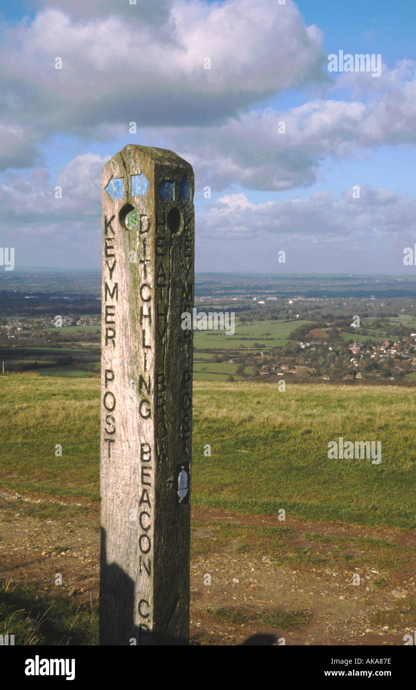 Southdowns Way Looking West from Ditchling Beacon East Sussex England ...