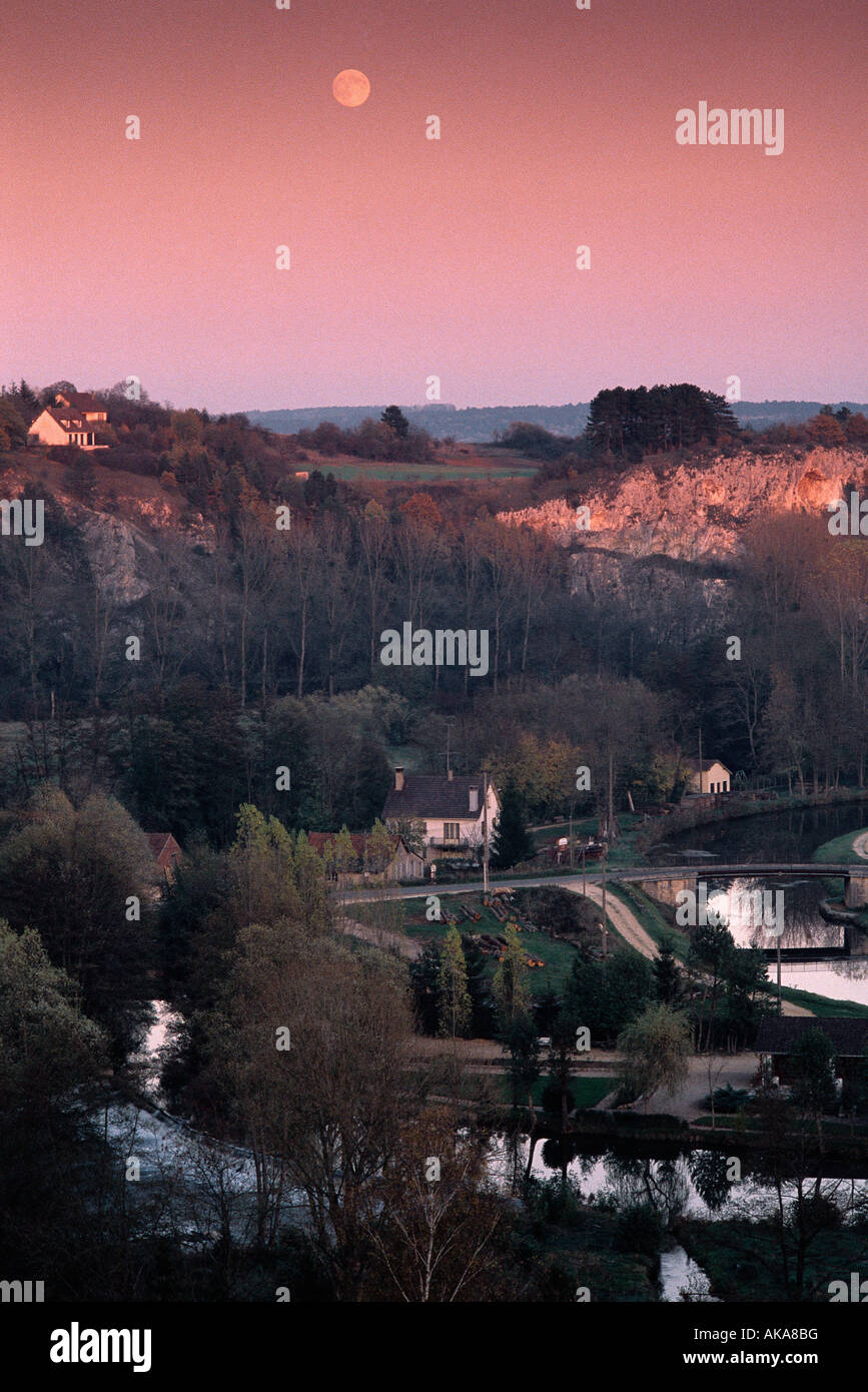 France, Burgundy, Yonne department, landscape at twilight Stock Photo ...