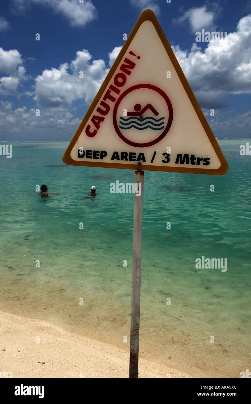 Maldives warning sign at the beach of the Sun island resort Stock Photo ...