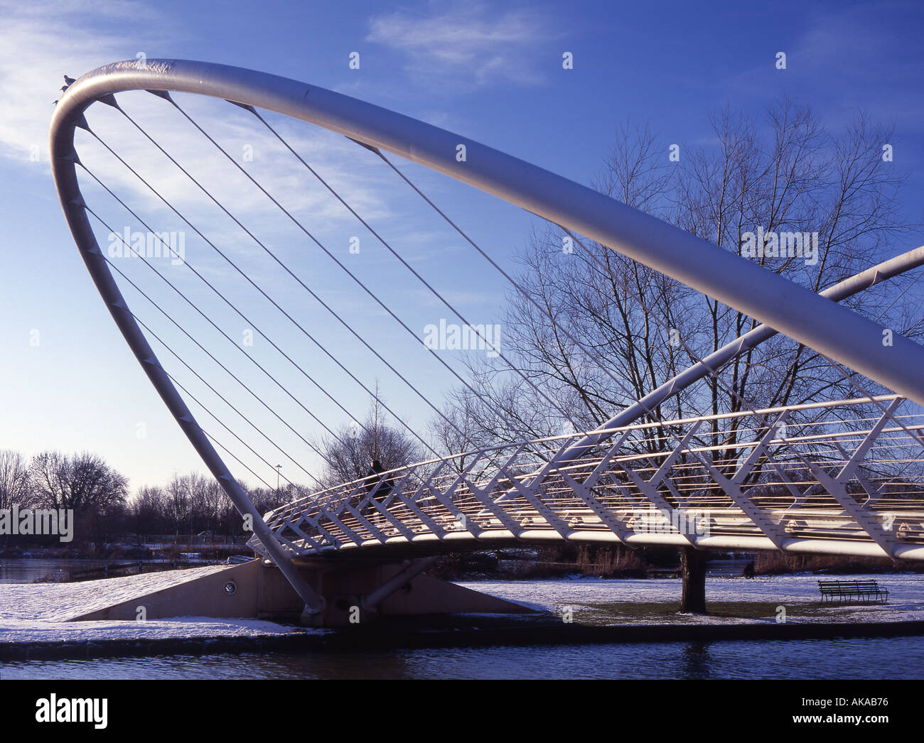 Butterfly Bridge in snow Bedford Stock Photo - Alamy