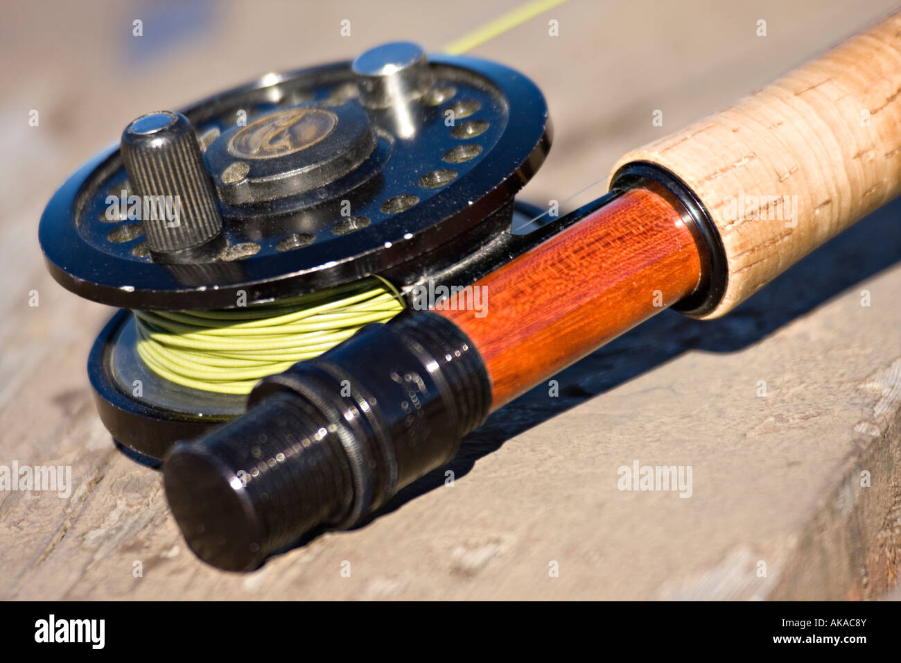 This is a picture of the handle of a rod and reel Stock Photo - Alamy