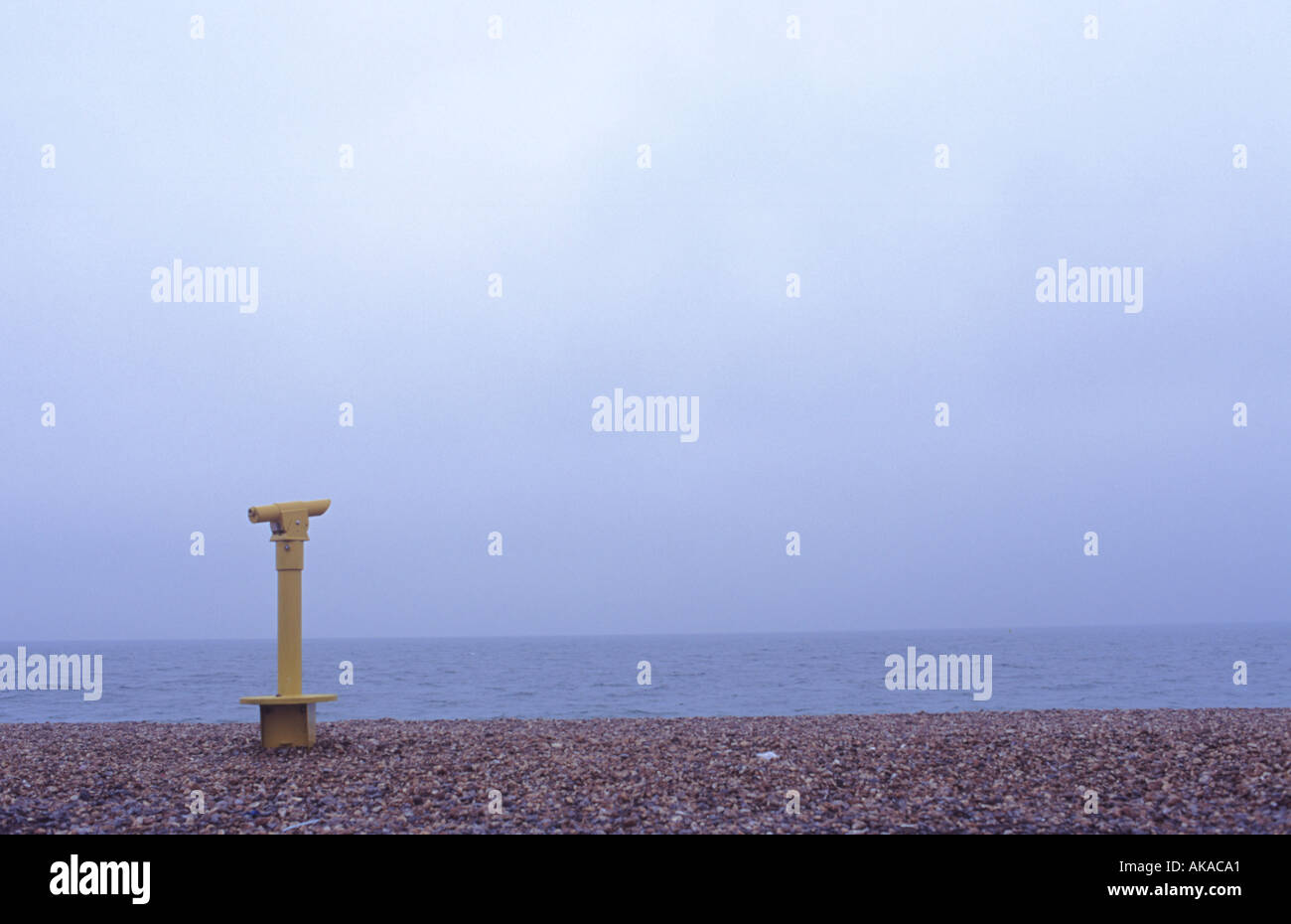 Yellow Telescope on Beach East Sussex UK Stock Photo - Alamy