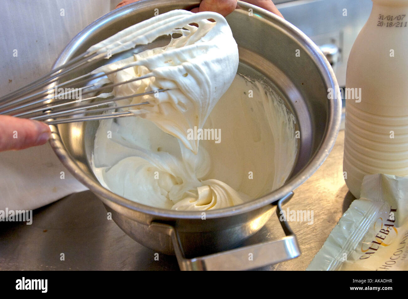 White chocolate mousse mix Stock Photo - Alamy