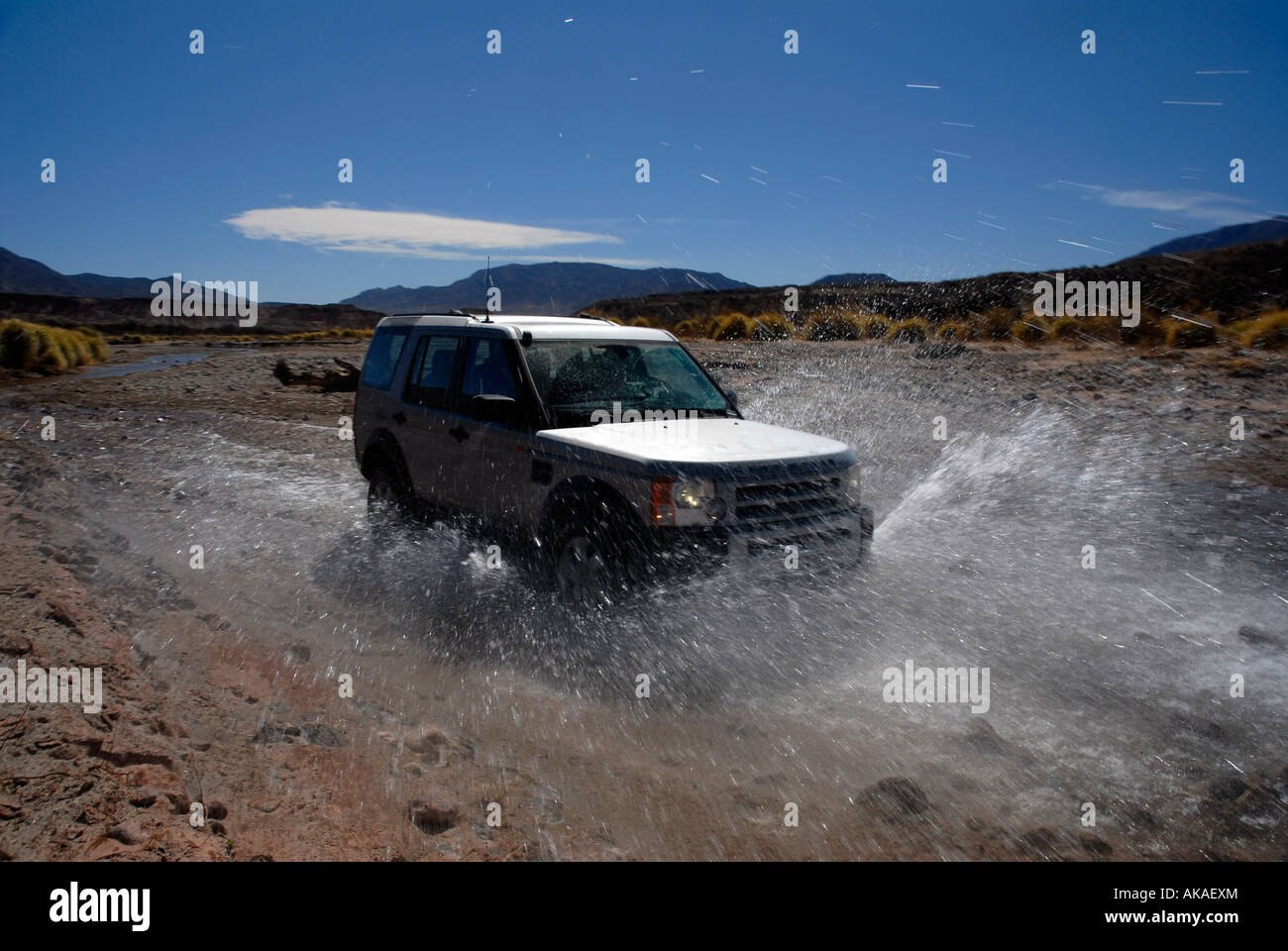 A Land Rover convoy moving through the hills north of Cafayate Stock ...