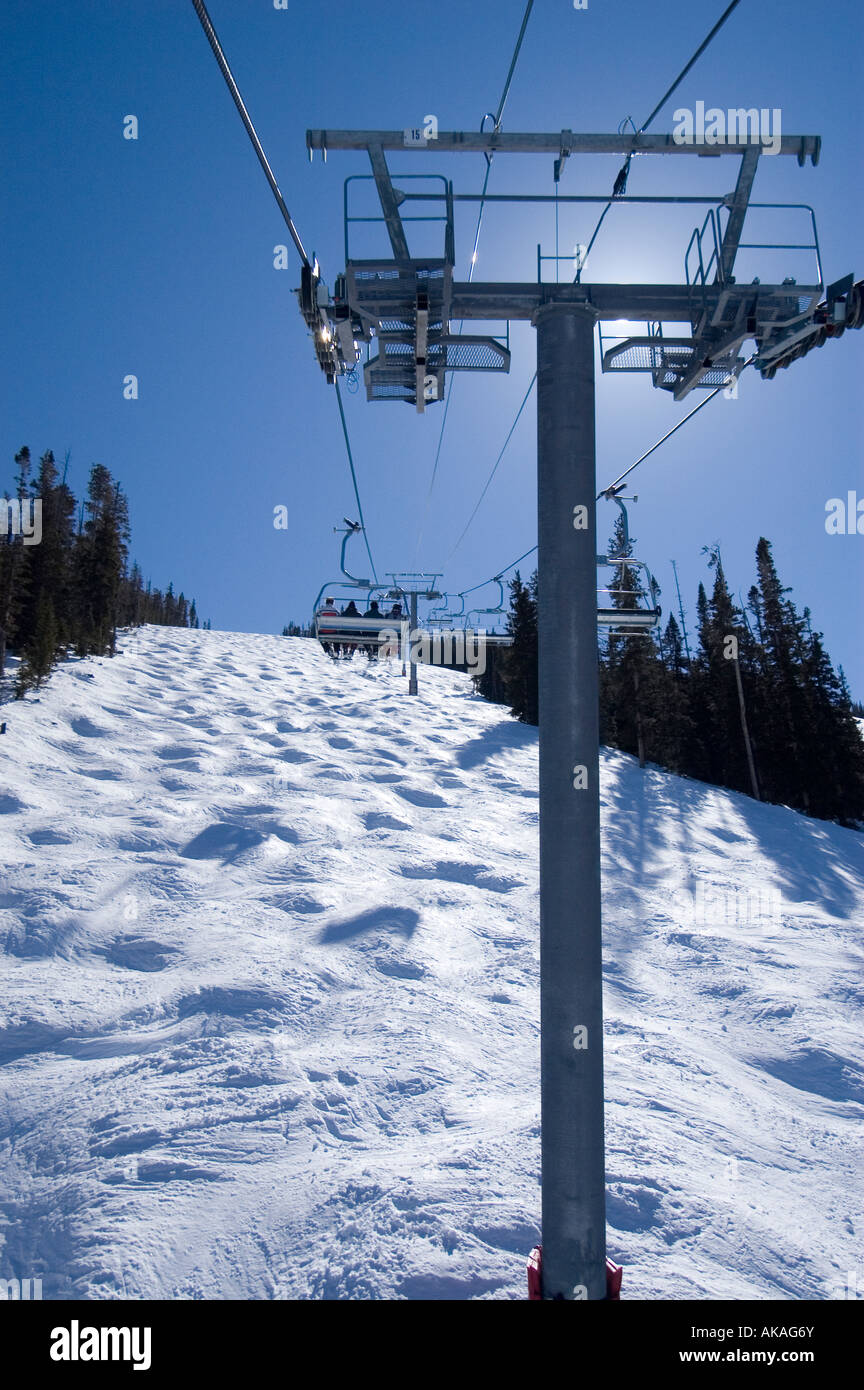 Chair lift with moguls Beavercreek Colorado Stock Photo - Alamy