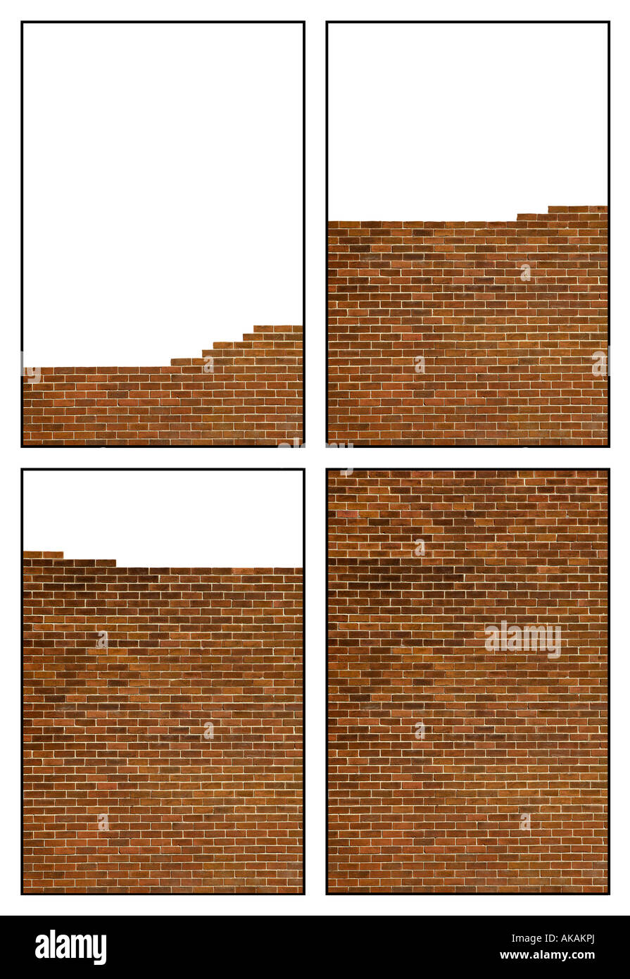 FOUR PICTURE SEQUENCE OF BRICK WALL BEING BUILT Stock Photo - Alamy