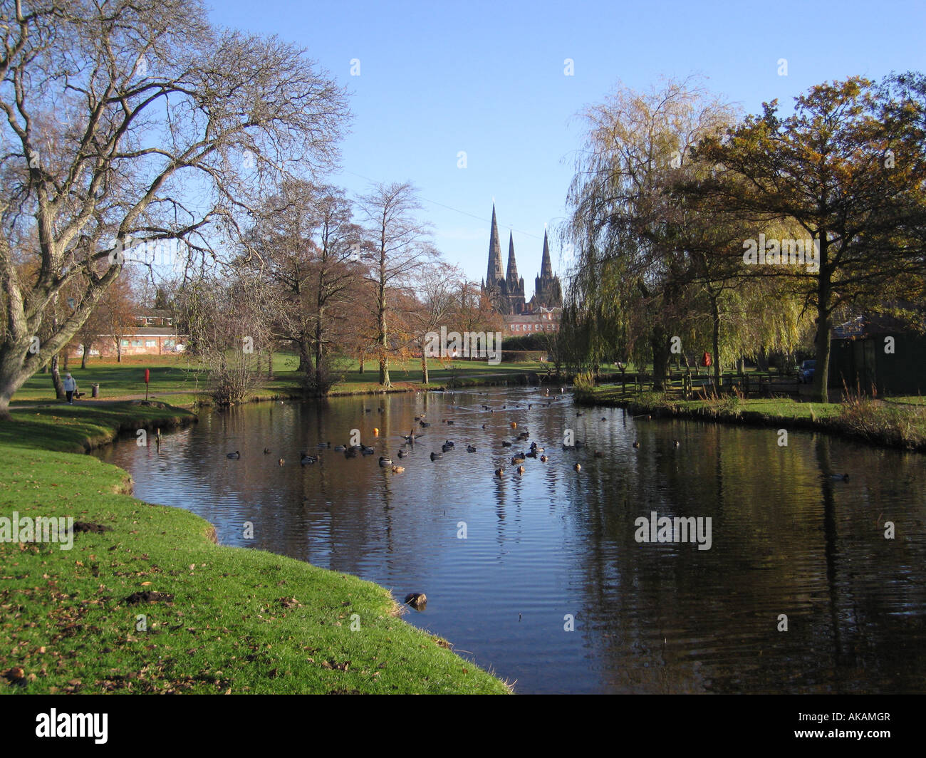 Lichfield Cathedral seen from Beacon Park Lichfield Staffordshire ...