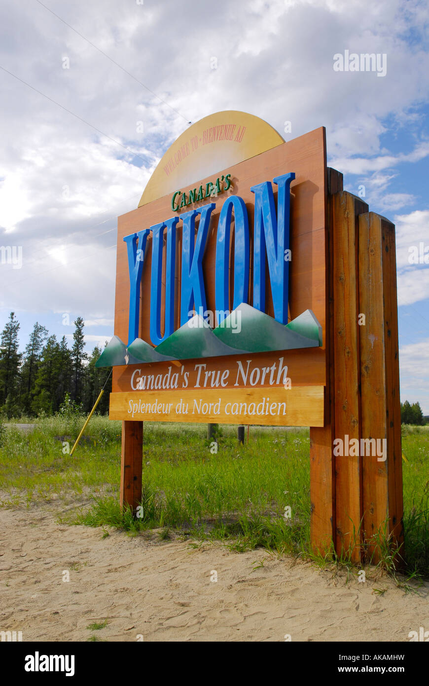Welcome to the Yukon Territory Canada sign border Alaska Highway ALCAN ...