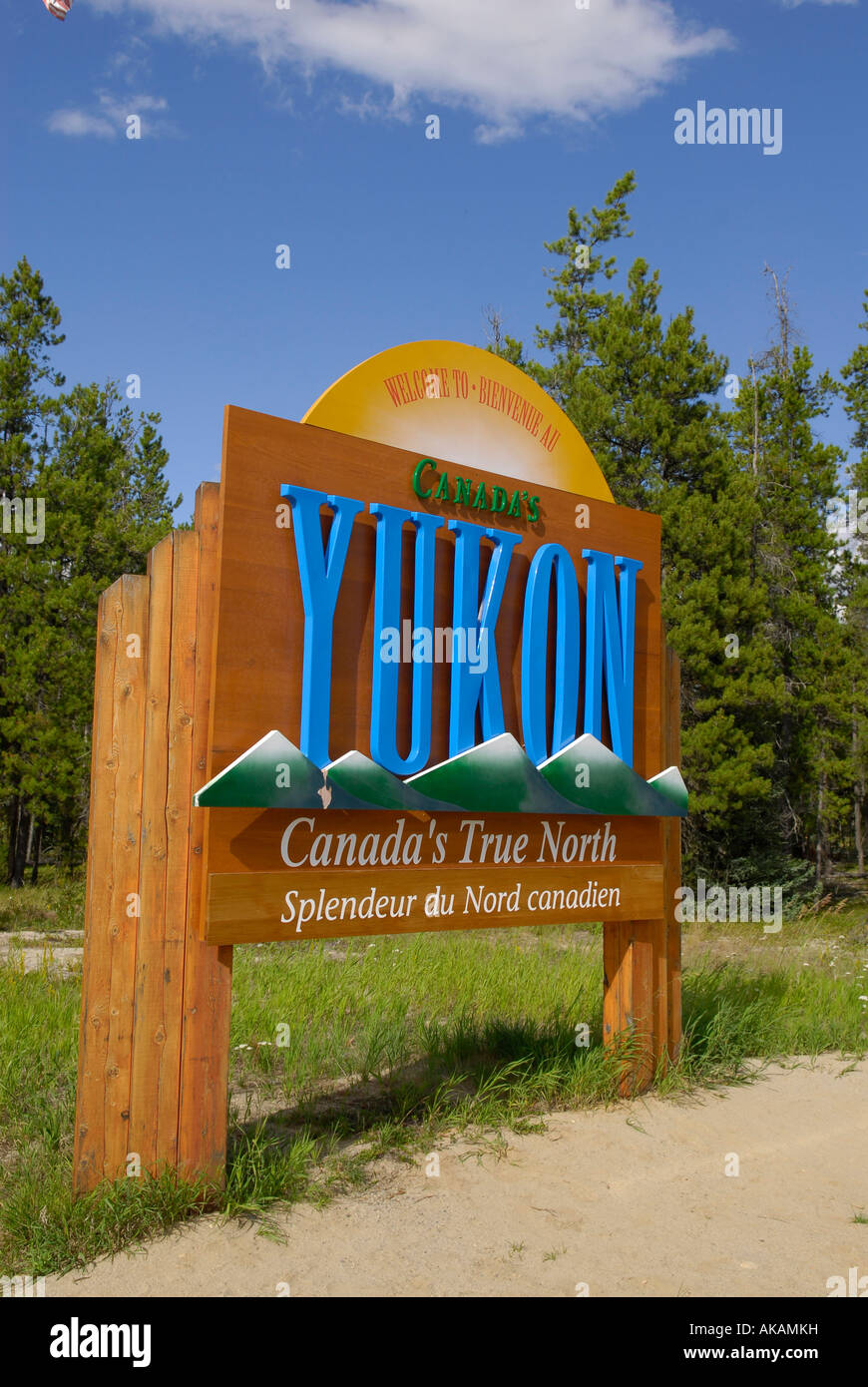 Welcome to the Yukon Territory Canada sign border Alaska Highway ALCAN ...