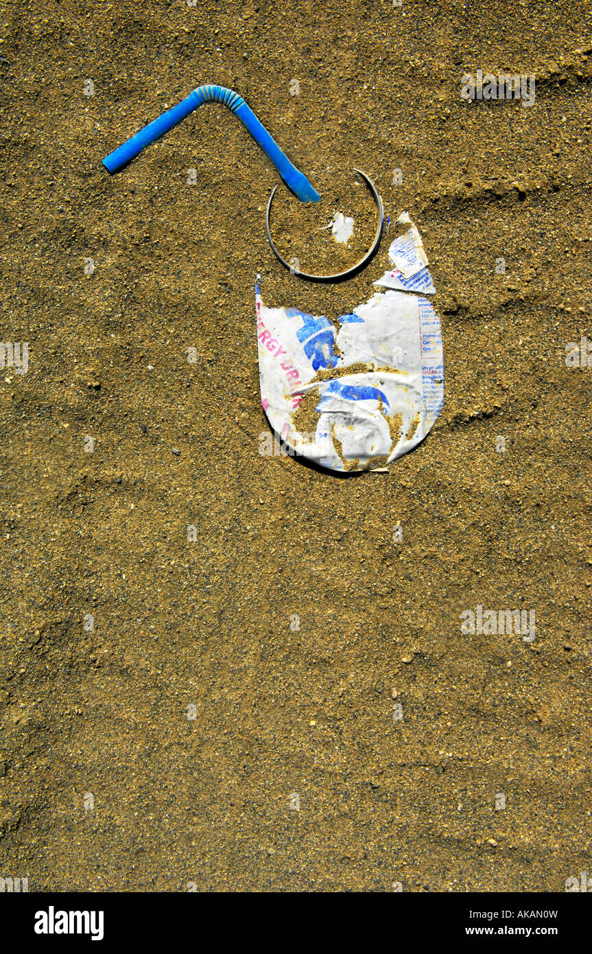 squashed can straw tyre tracks dusty road crushed deflated Stock Photo ...