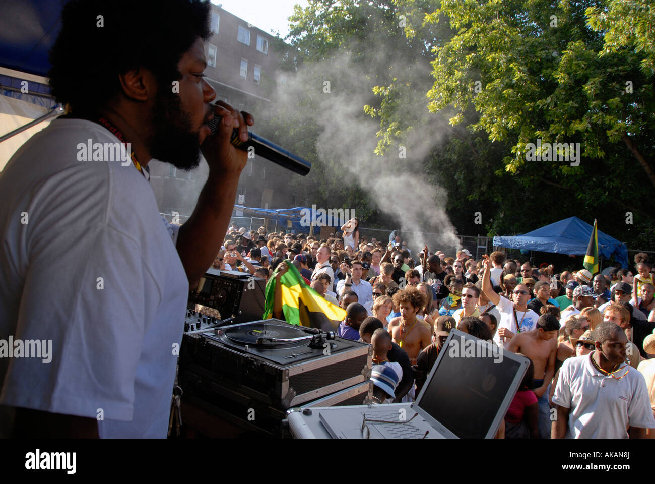 DJ performing in street at "Notting Hill" annual Carnival West London ...