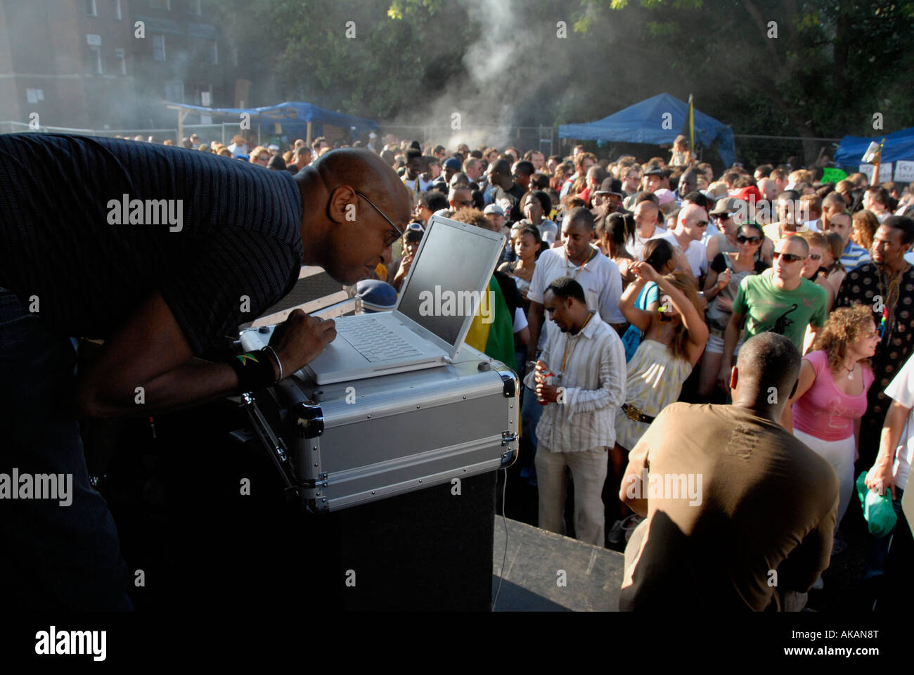 DJ performing in street at Notting Hill annual Carnival West London ...
