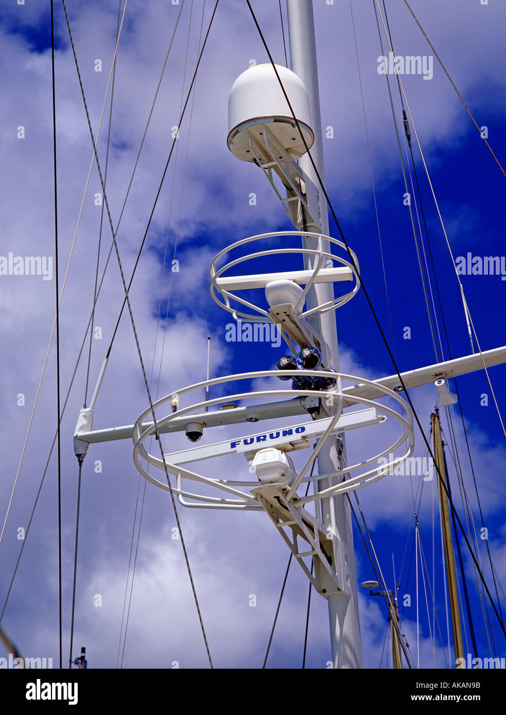 Radar and communications array on a superyacht Stock Photo - Alamy