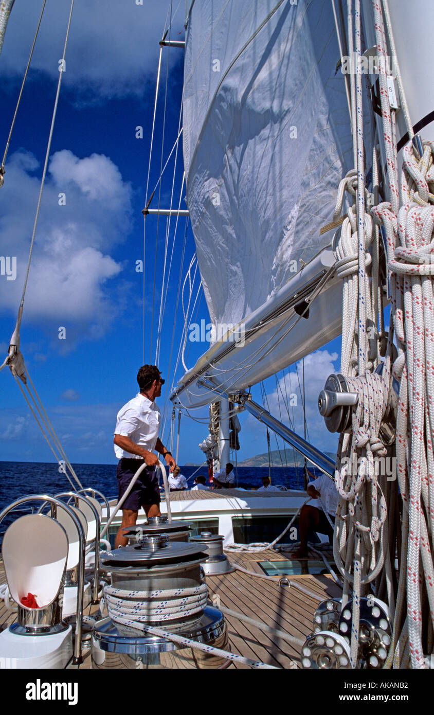 Crew sailing on a Superyacht Stock Photo - Alamy