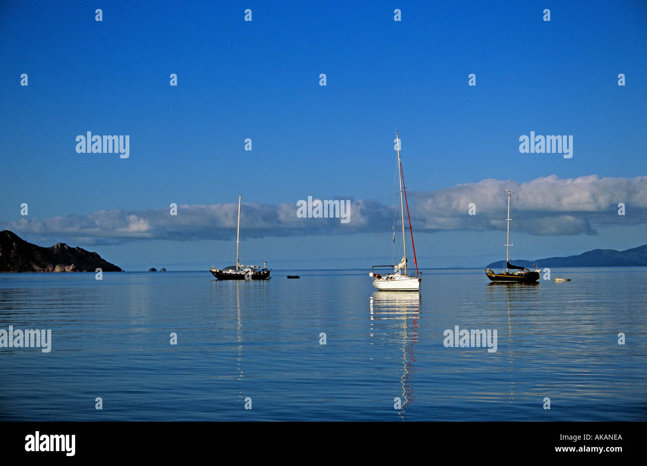 Boats moored in Turtle Bay Whitsunday island Queensland Australia Stock ...