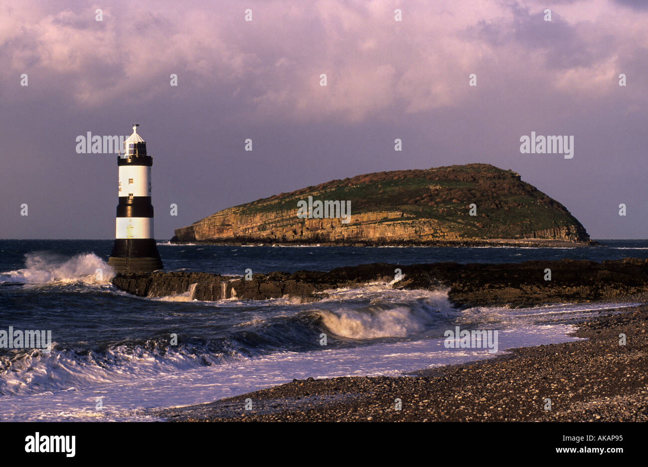 Trwyn Du lighthouse, Black Point, Anglesey Wales UK Stock Photo - Alamy