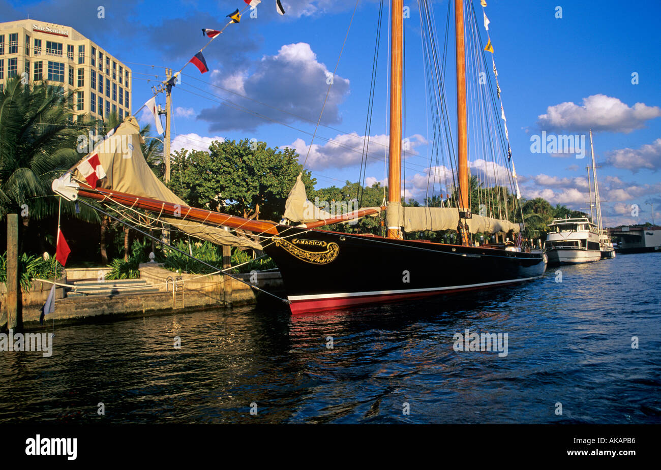 Relica Schooner moored on inter coastal waterway Fort Lauderdale ...