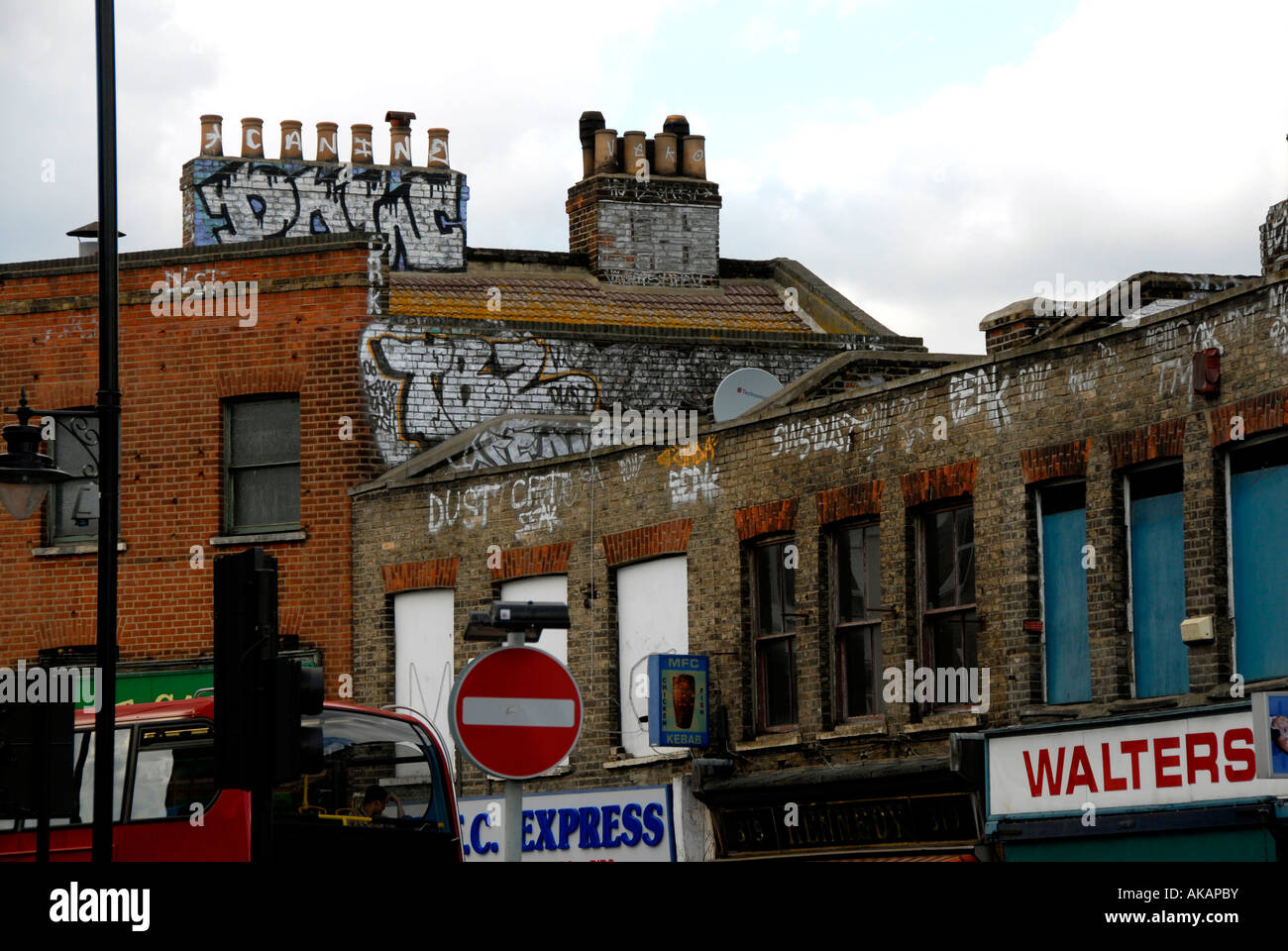 Building in south London Brixton with graffiti Stock Photo - Alamy