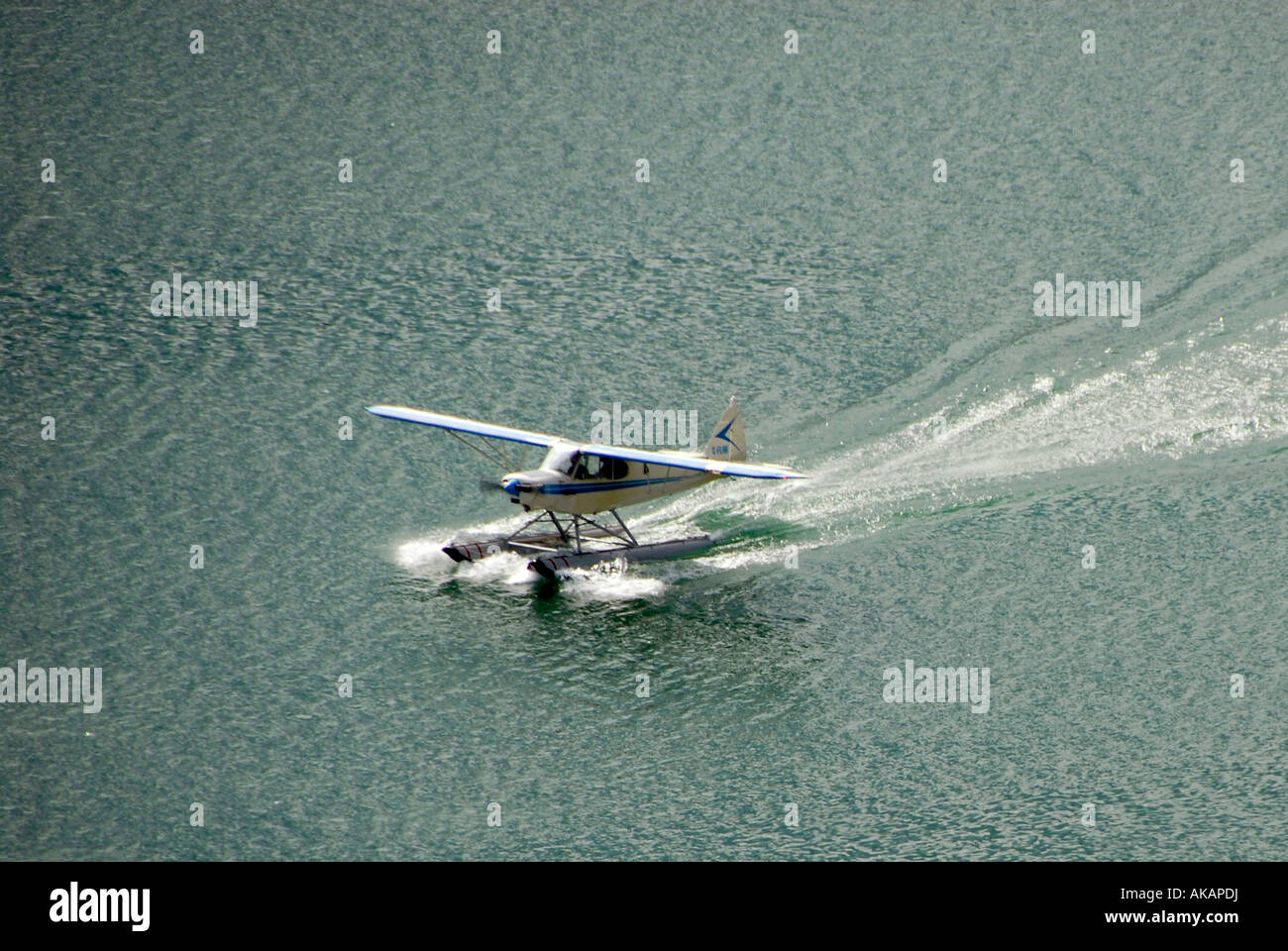 float plane floatplane pontoon plane amphibious on Schwatka Lake ...