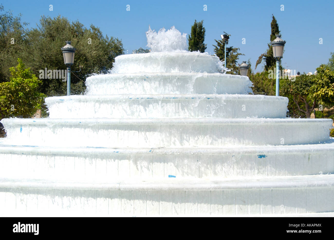 Water fountain at Ayia Napa on the Mediterranean island of Cyprus EU ...