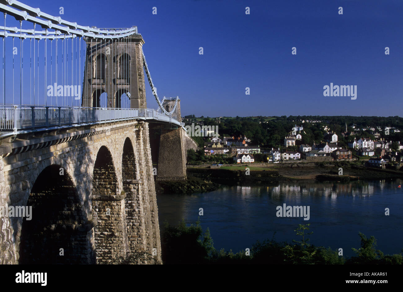 Menai Suspension Bridge, Anglesey, North Wales, UK Stock Photo - Alamy