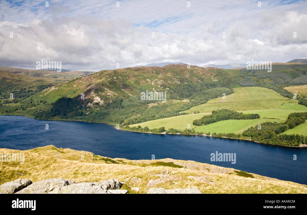 View from Hallin Fell blue waters and surrounding fells of Ullswater ...