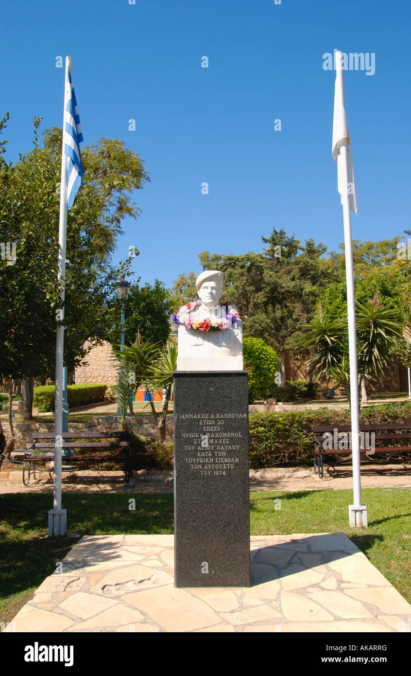 War memorial at Ayia Napa on the Mediterranean island of Cyprus EU ...
