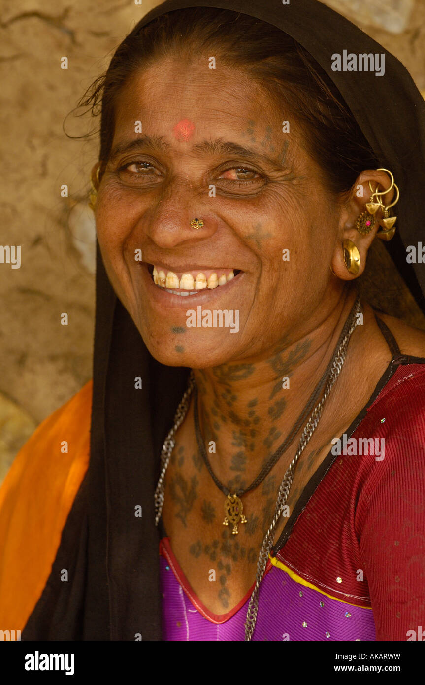 Rabari woman wearing their everyday dress and jewellery. Gujarat. Rann ...
