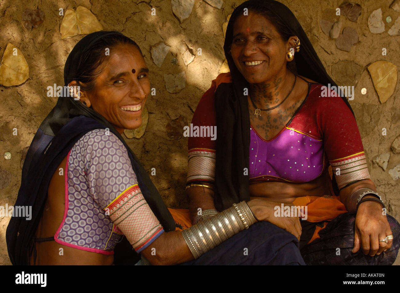 Rabari women wearing their everyday dress and jewellery. Gujarat. Rann ...