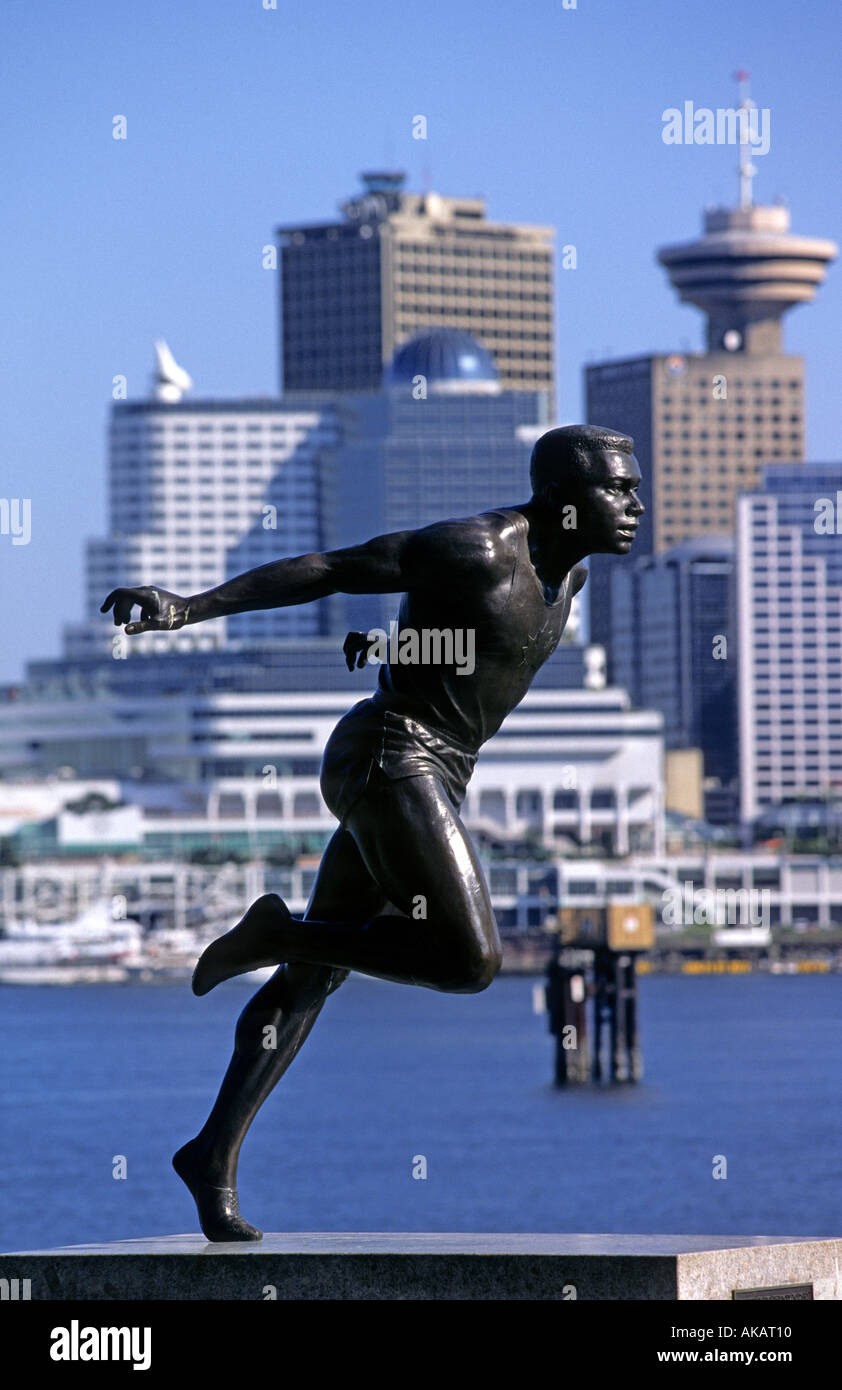 Runners statue and Harbour Stanley Park Statue Vancouver Canada Stock ...