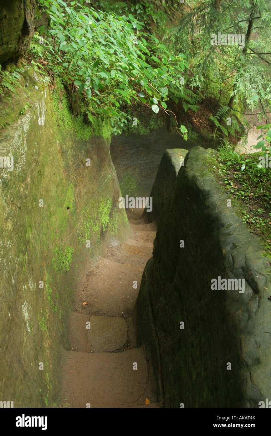 Narrow Stone Steps Trail near Old Mans Cave at Hocking Hills State Park ...