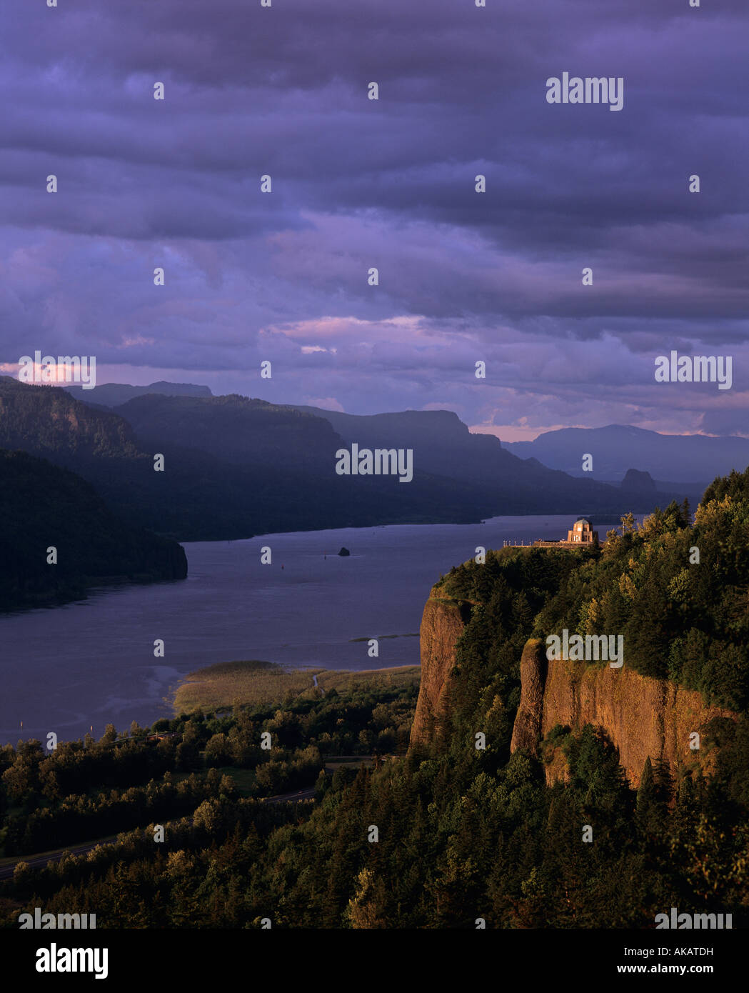 Crown Point along the Columbia River Gorge with Vista House lookout and ...