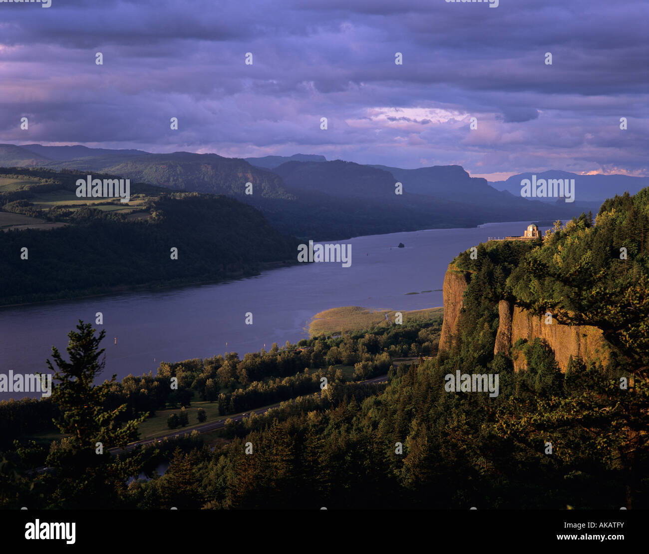 Crown Point along the Columbia River Gorge with Vista House lookout and ...