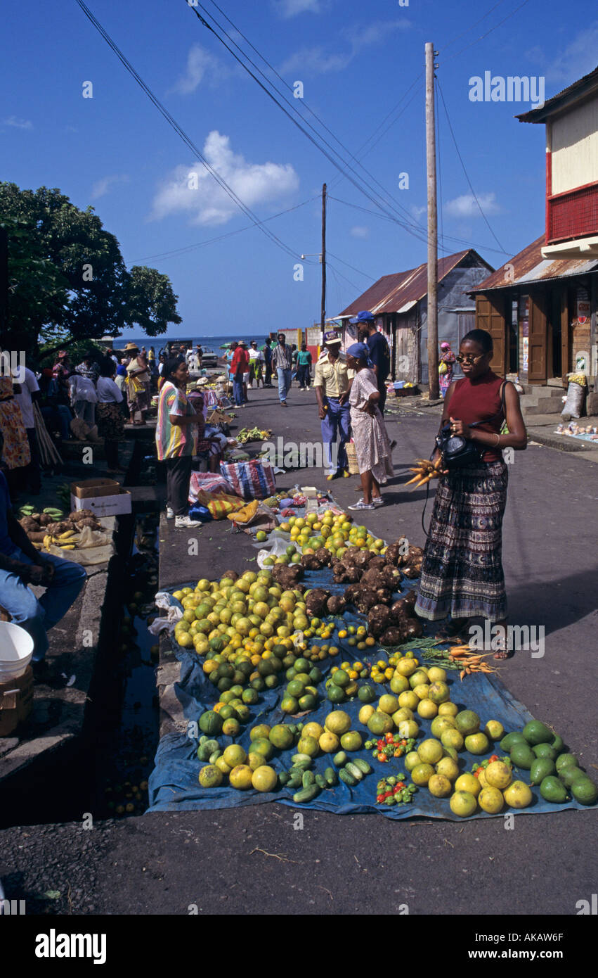 Fruit and vegetable street market in Dominica Caribbean Stock Photo - Alamy