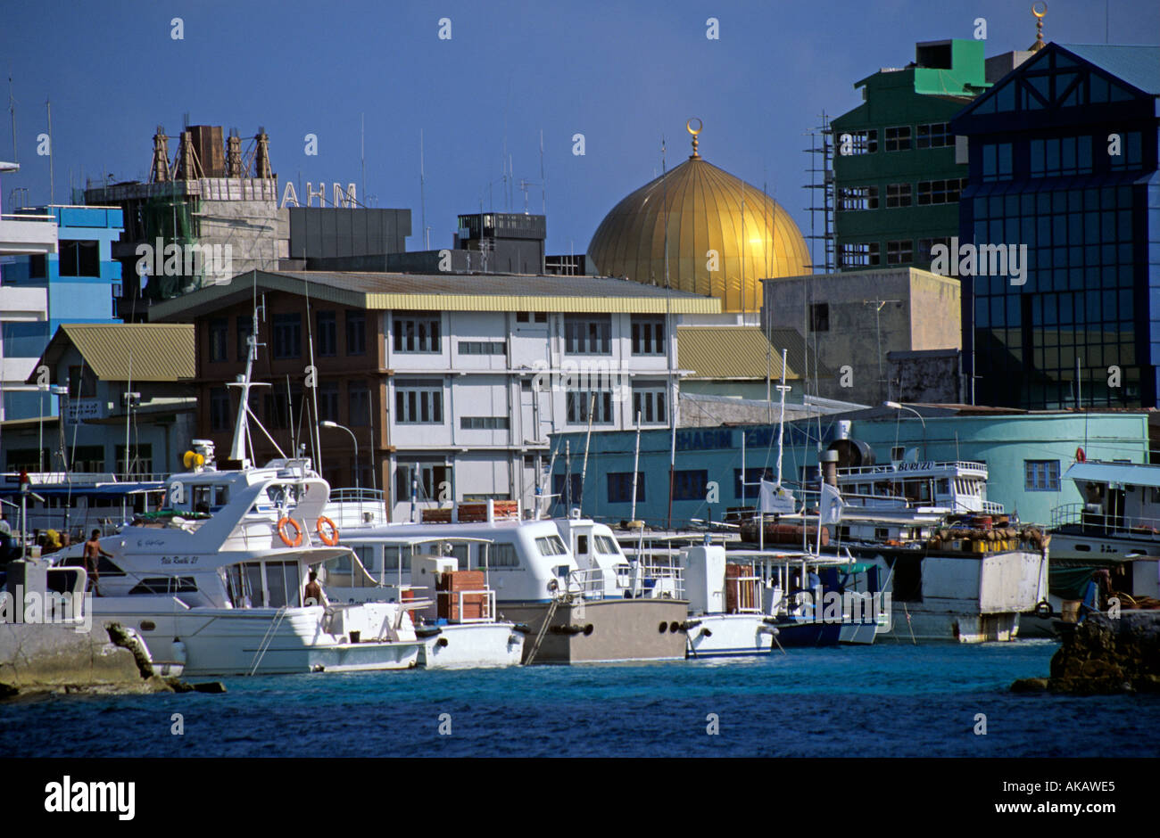 Harbour at male with mosque in background Maldives Indian Ocean Stock ...