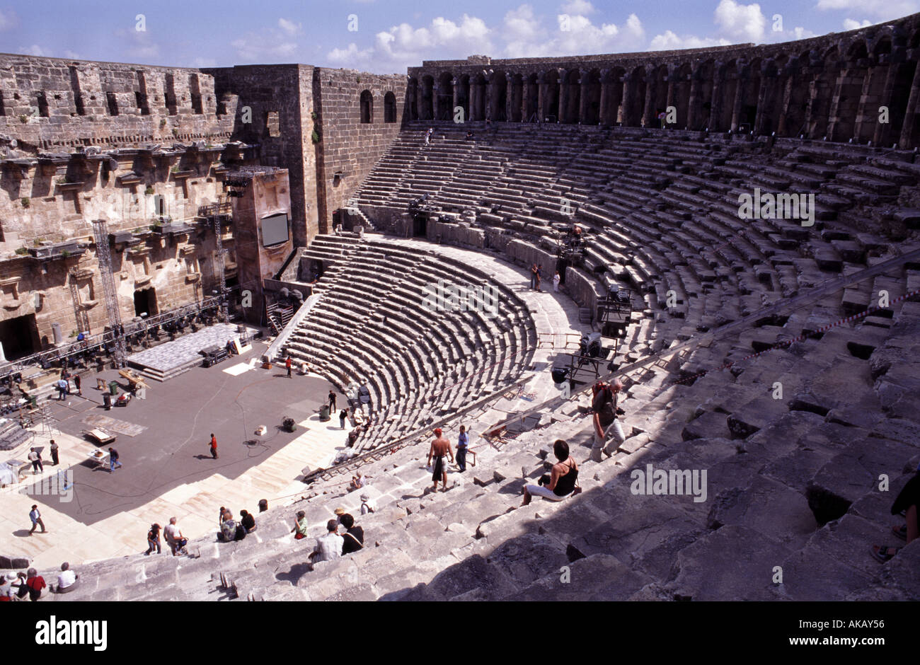 Roman amphitheatre at Aspendos in Antalya region of Turkey Stock Photo ...